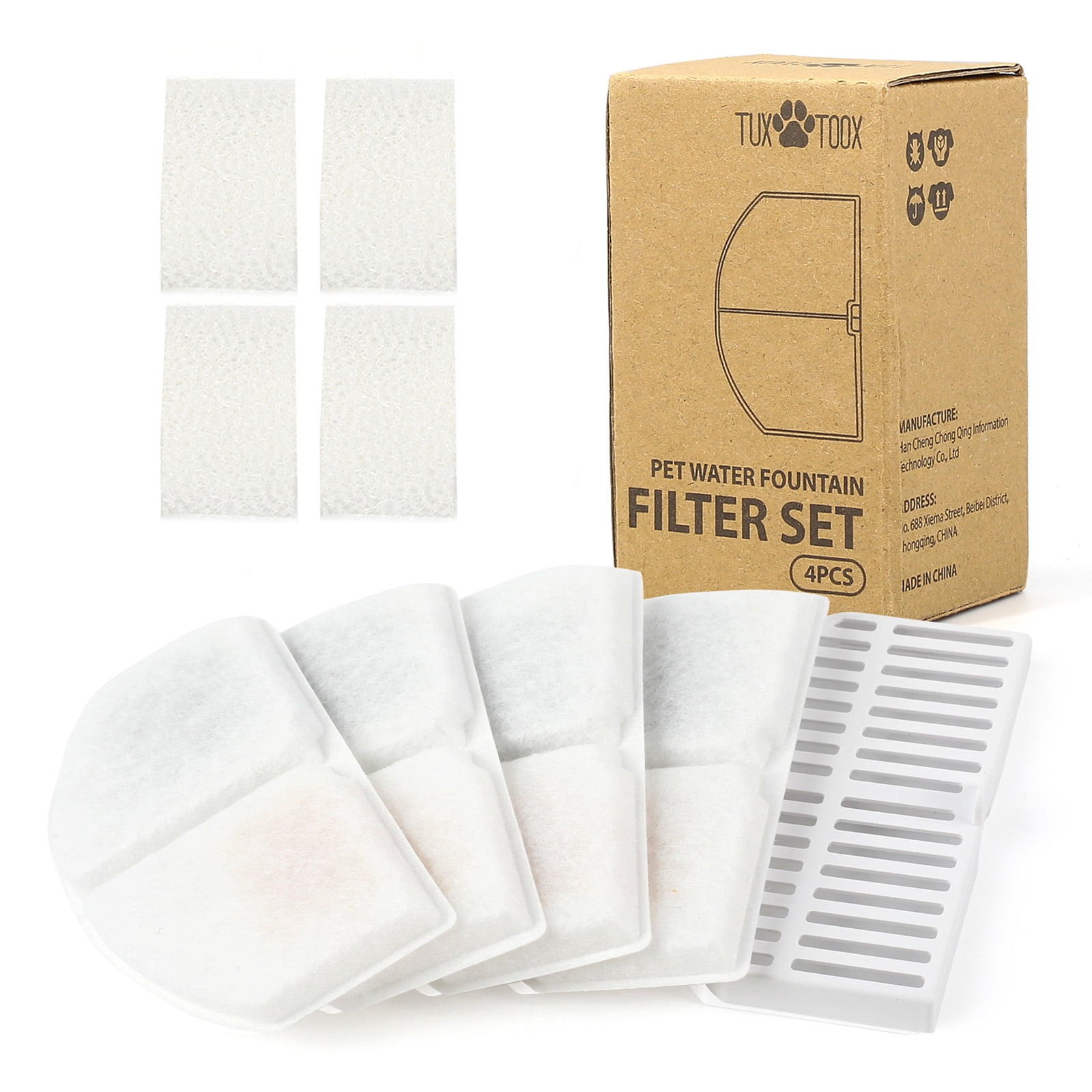TUXTOOX Cat Water Fountain Filters - Pet Fountain Filter Replacement 4 ...