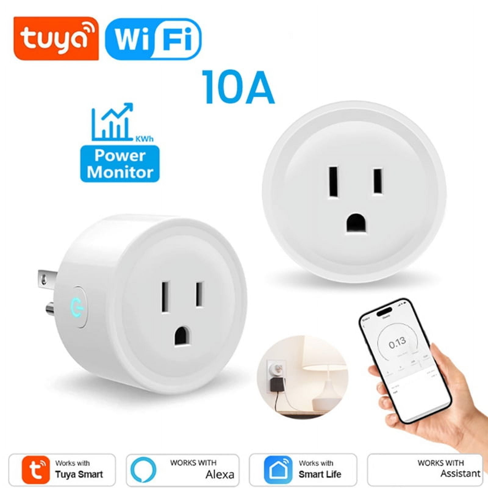 TUYA 10A Smart Plug WIFI Socket with Power Monitor Timing Function ...