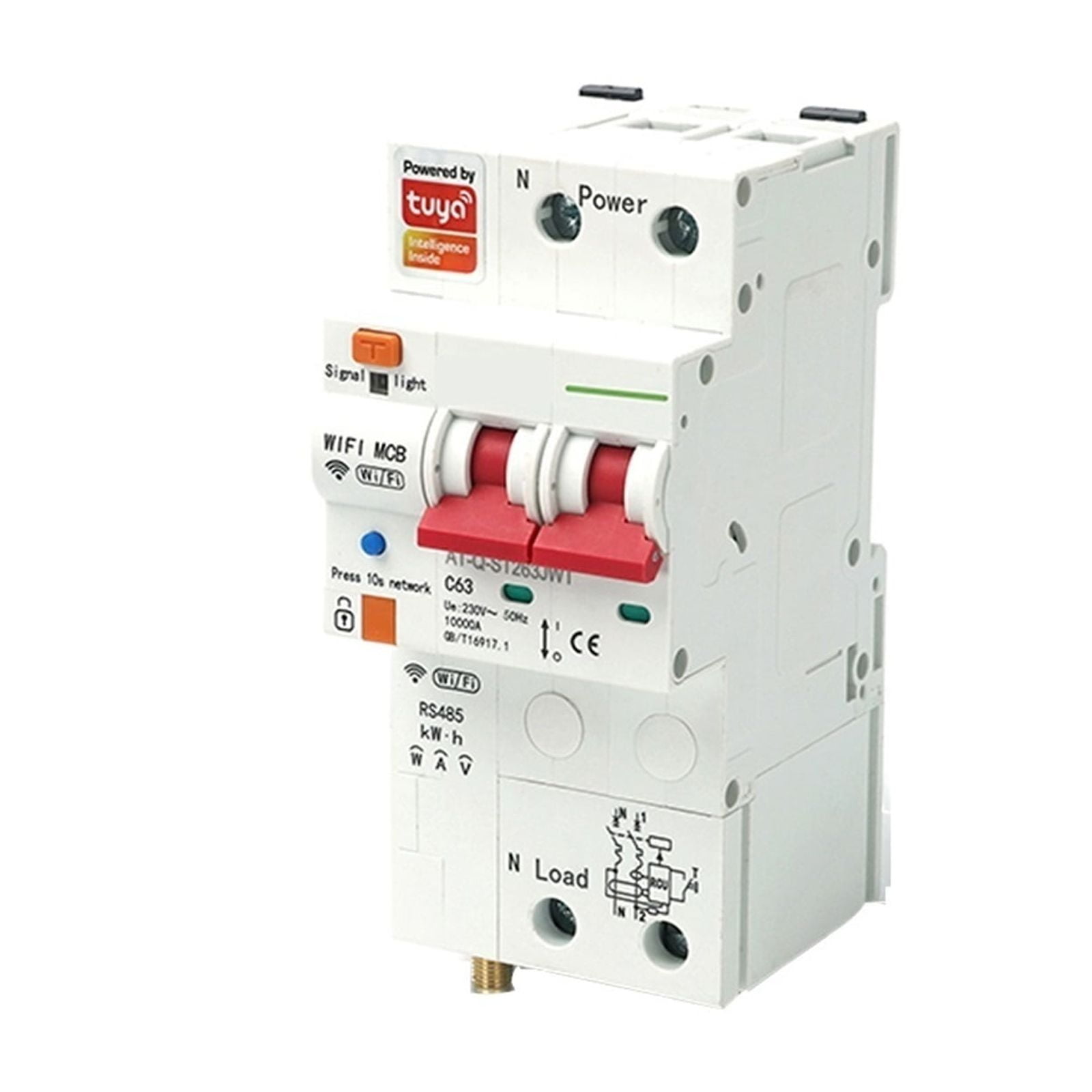 TUYA 2P Single Phase RCBO Smart Energy Meter Kwh Metering Monitoring ...