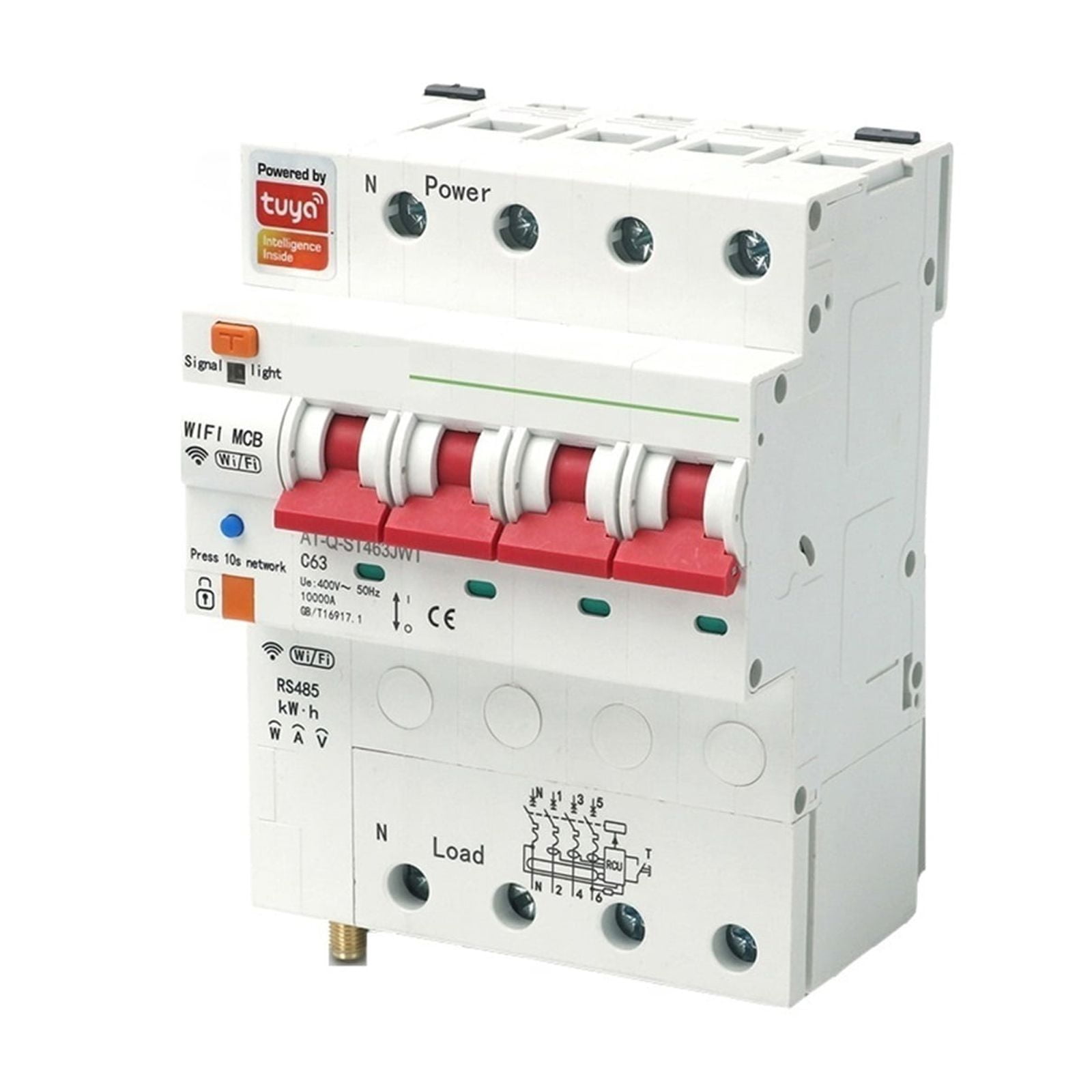 TUYA Smart Switch Circuit Breaker Energy Meter 4P Three Phase For Smart ...