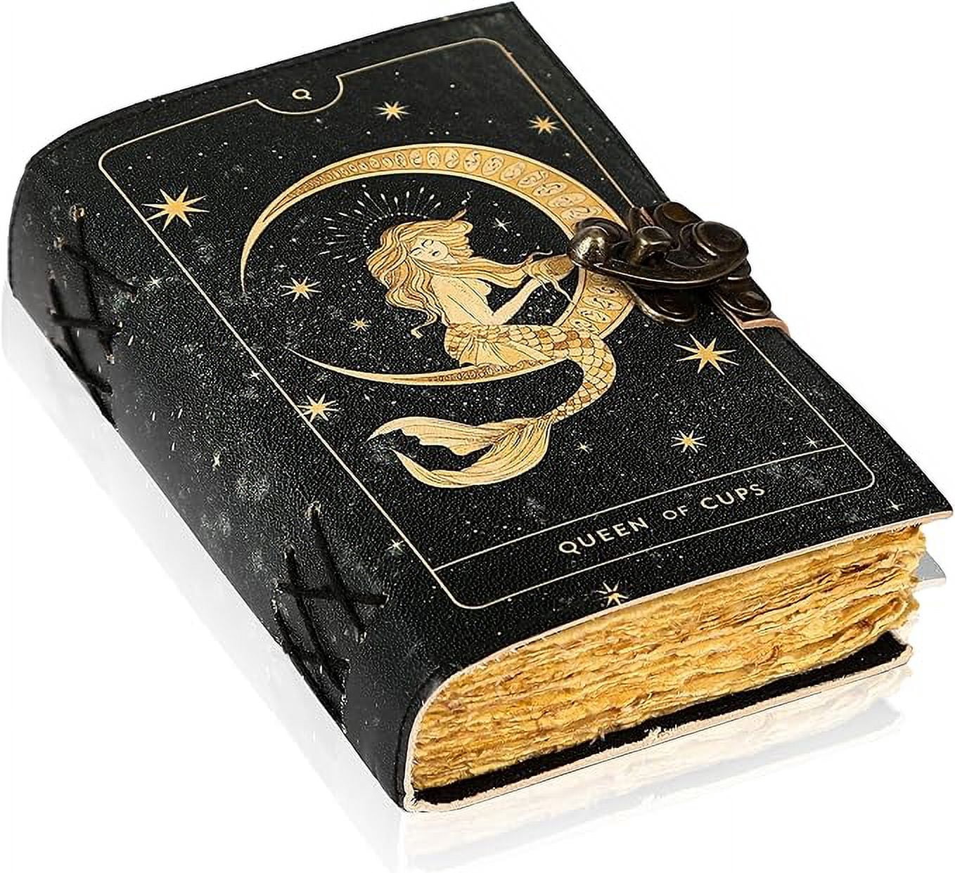 TUZECH Book of Spells Leather Bound Journal Deckle Edge Paper Grimoire ...