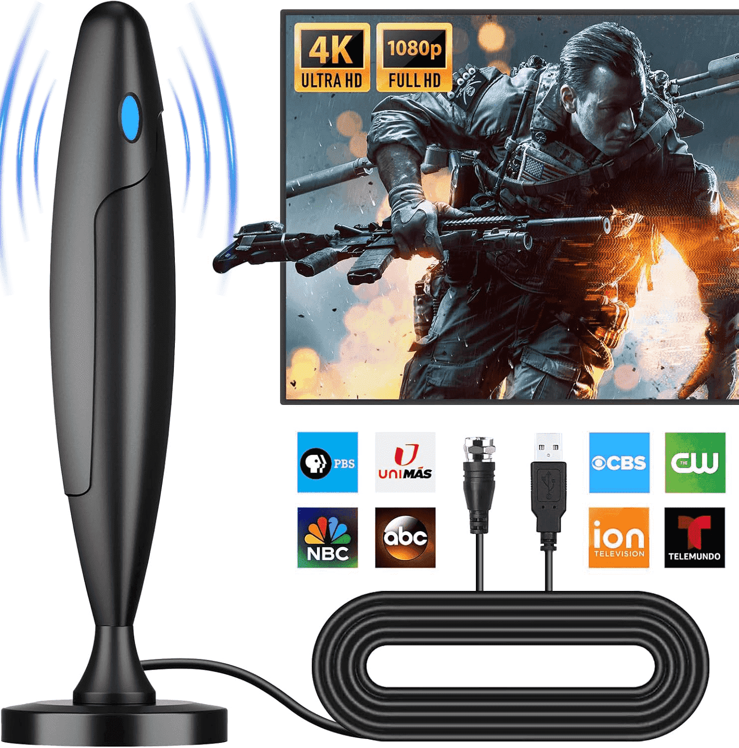 fatini TV Antenna Indoor,Antenna for Smart TV for Long Range Reception ...
