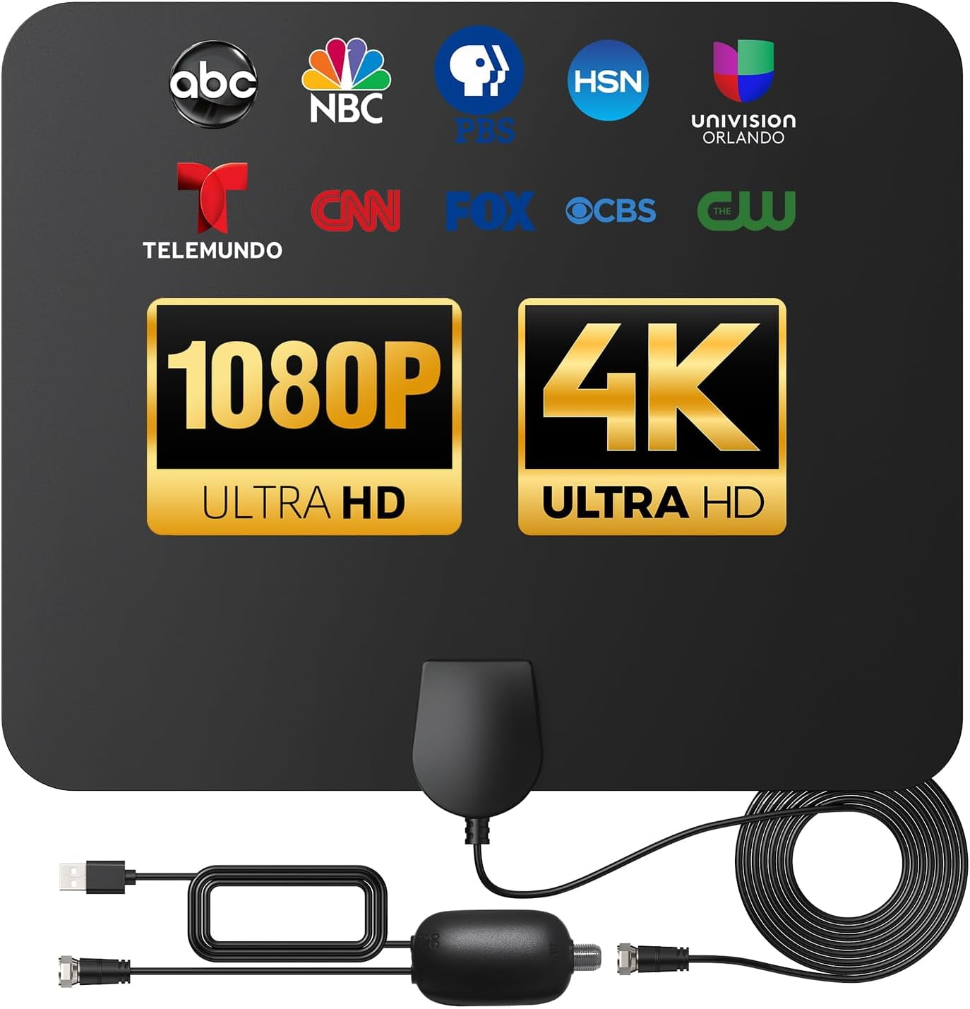 TV Antenna Indoor Long Ran 900 Miles, Supports 4K 1080p Smart TV Signal ...