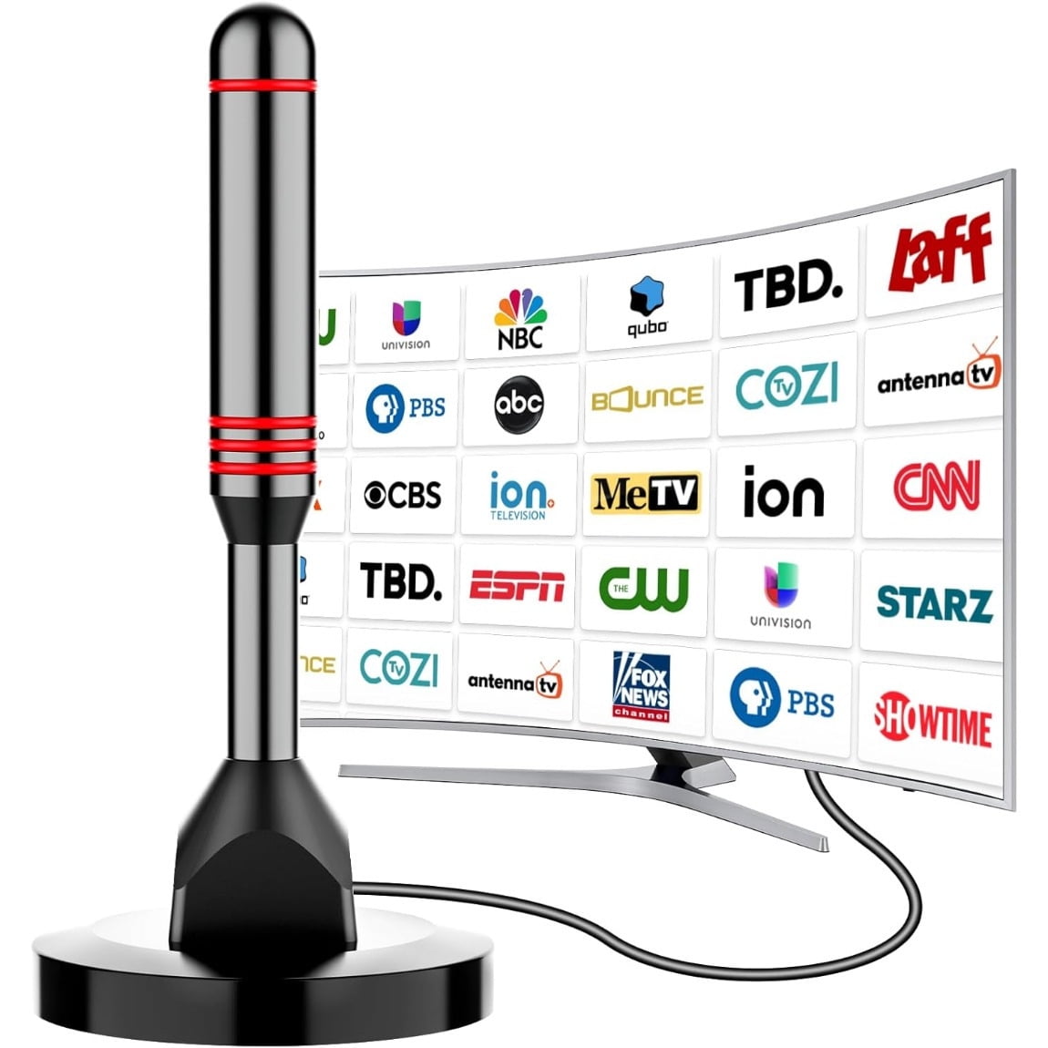 TV Antenna Portable HD Digital Indoor - 360° Signal Reception, Switch ...