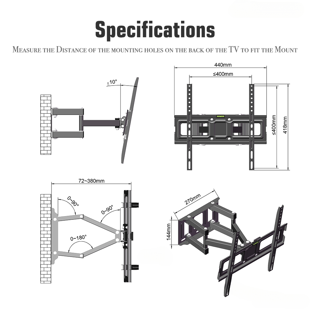 TV BRACKET 26-55 Inch Double Pendulum Large Base TV Stand TMDS-105 ...