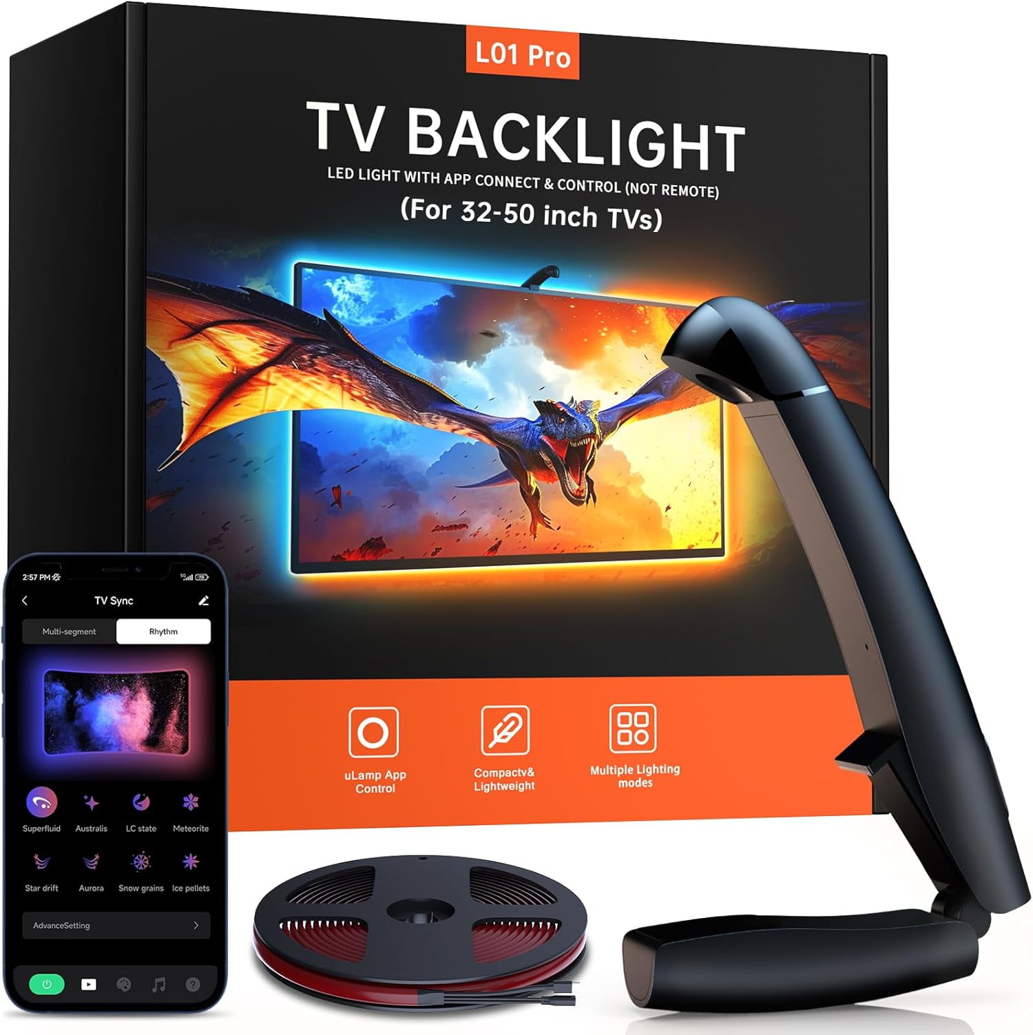 TV Backlight, 11.5ft Cuttable TV Lights That Change with TV for 32-50 ...