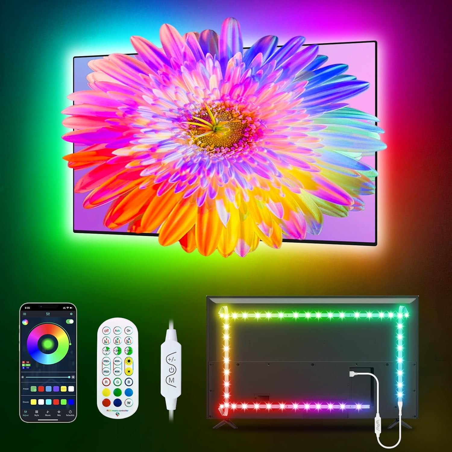 TV Backlight, 16.4ft ICRGB Lights for TV Lighting for 65-85inch ...