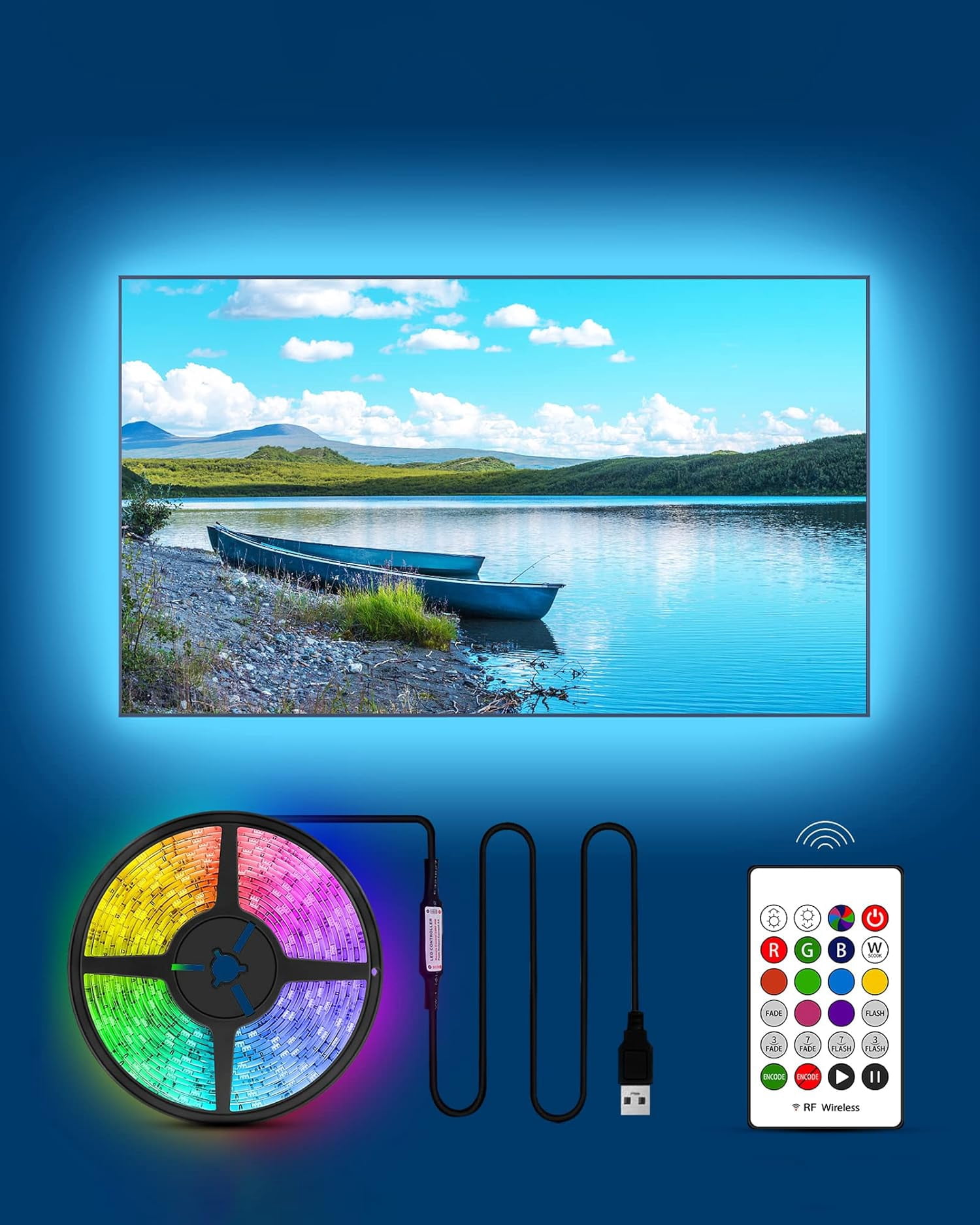 TV Backlight 55 inch, 11.5Ft Strip Lights with Remote - Design Sync ...