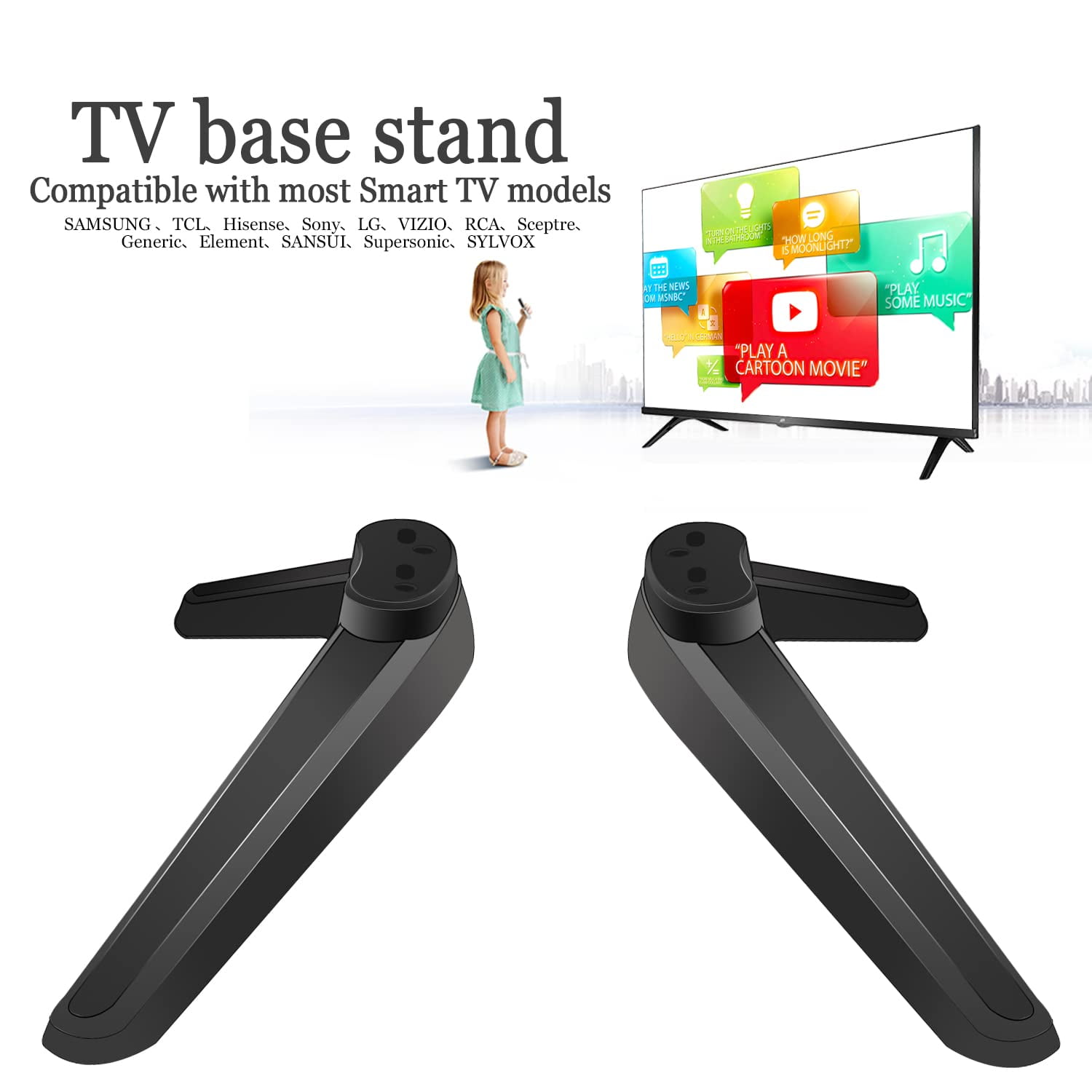 TV Base Stands Compatible with TCL Smart TV, TV Stand Legs for TCL Roku TV, TV Pedestal Feet ...
