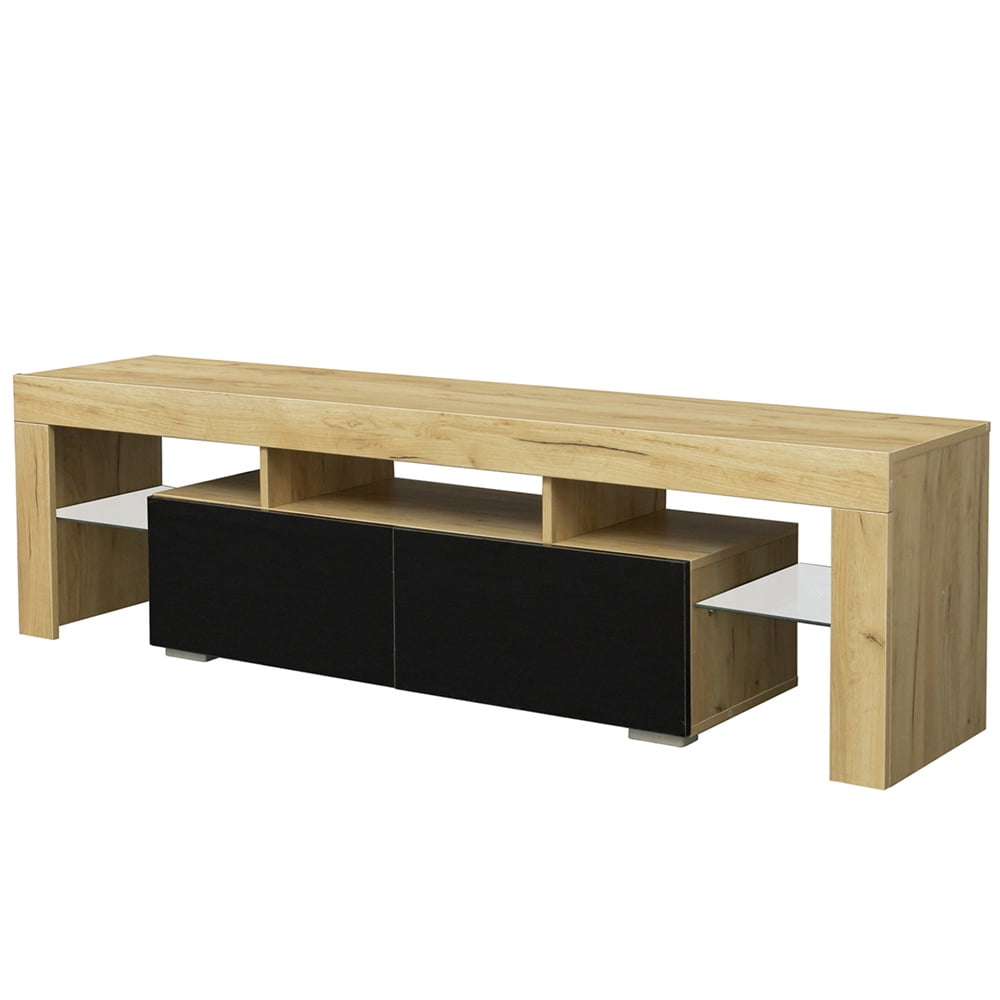 TV Cabinet for 55 Inch TV, SEGMART TV Stand with LED Lights, High Gloss ...