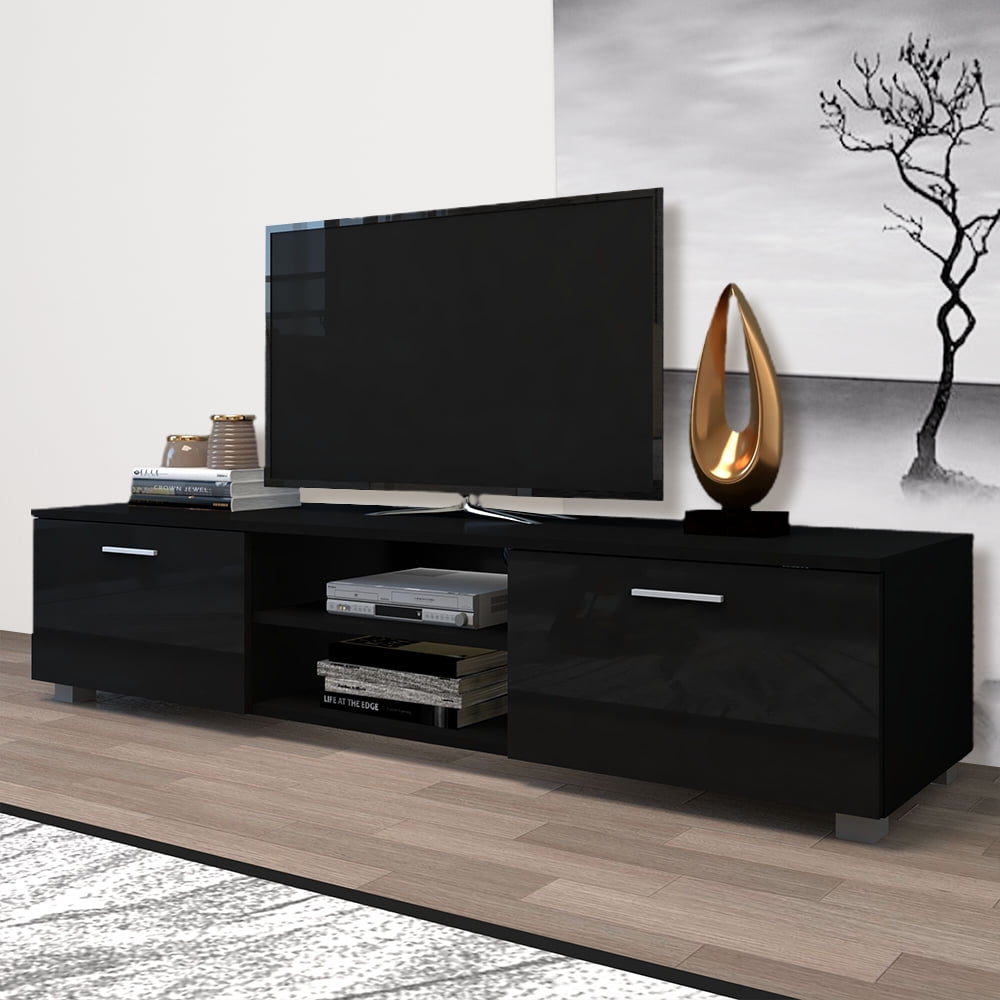 Modern TV Stand and Media Console for 70 Inch TVs with Storage Cabinet Black