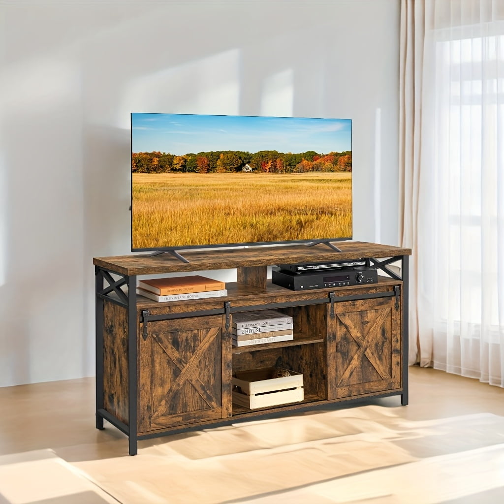 TV Cabinet With Adjustable Shelves TV Stand For 65 Inch TV Rustic Brown ...