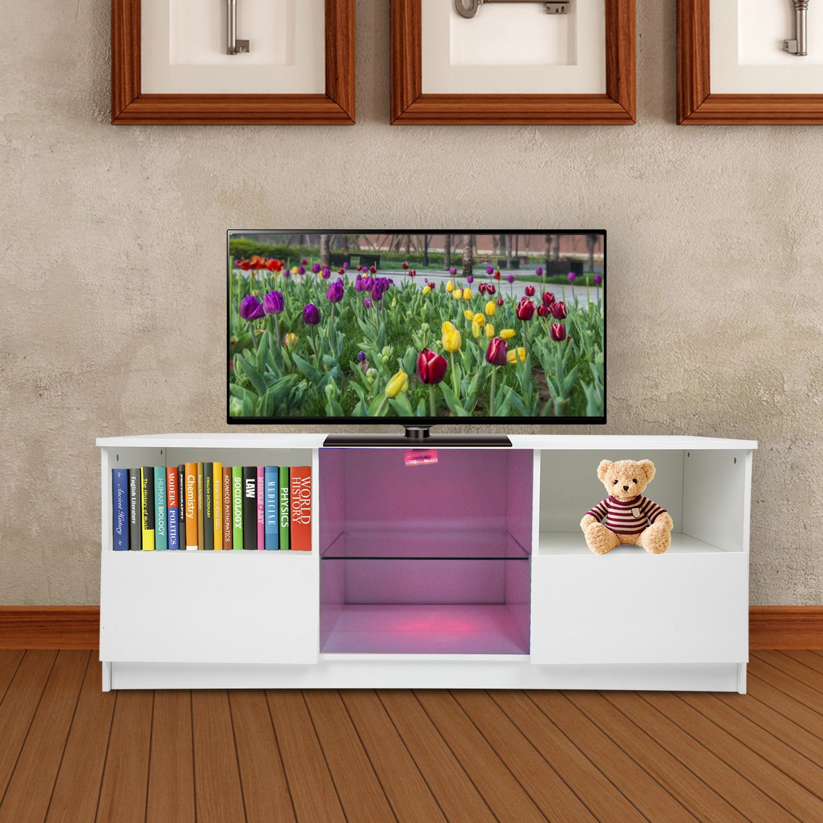 TV Cabinet with LED 16‑Colors Large Capacity TV Stand Table for Living ...