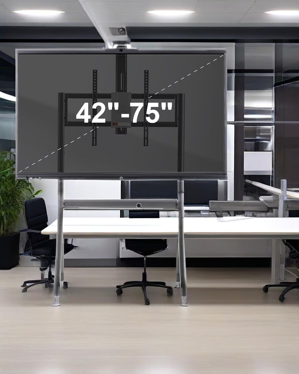 TV Cart Adjustable Rolling TV Stand for 43-75" Screens Up To 176 Lbs ...