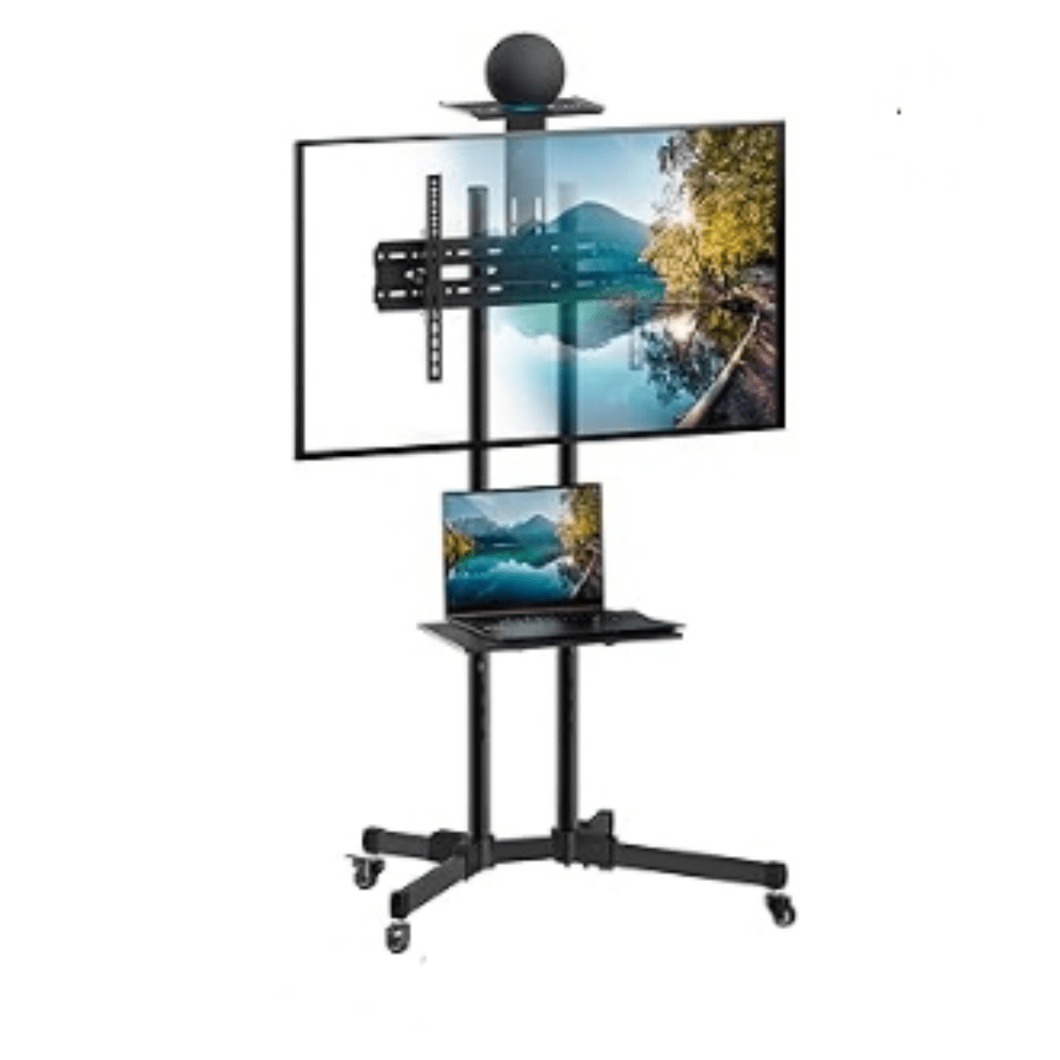 TV Cart Mobile TV Stand Wheeled Height Adjustable Flat Screen ...