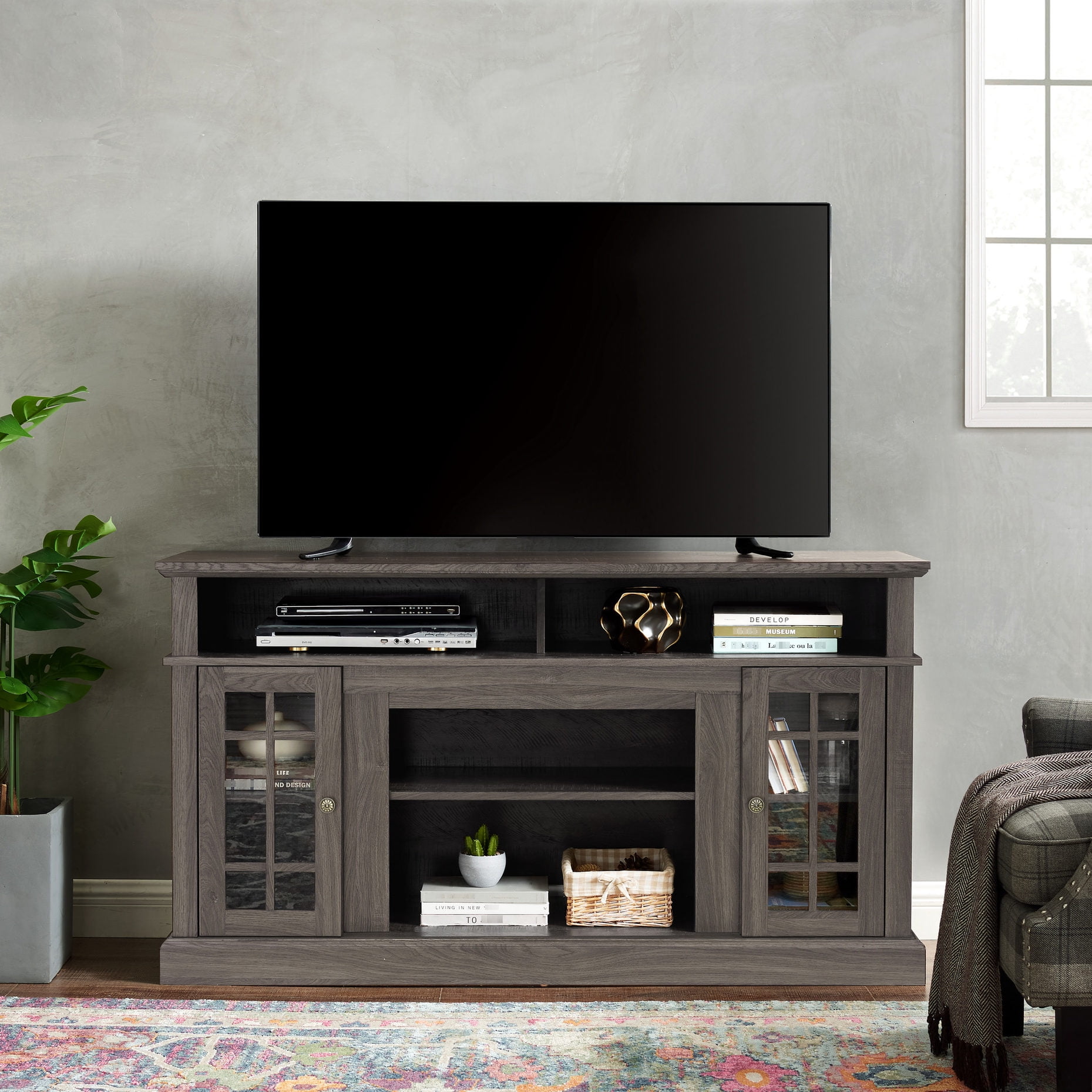 TV Center | Supports 65" TVs, Open and Closed Storage Options | MDF ...