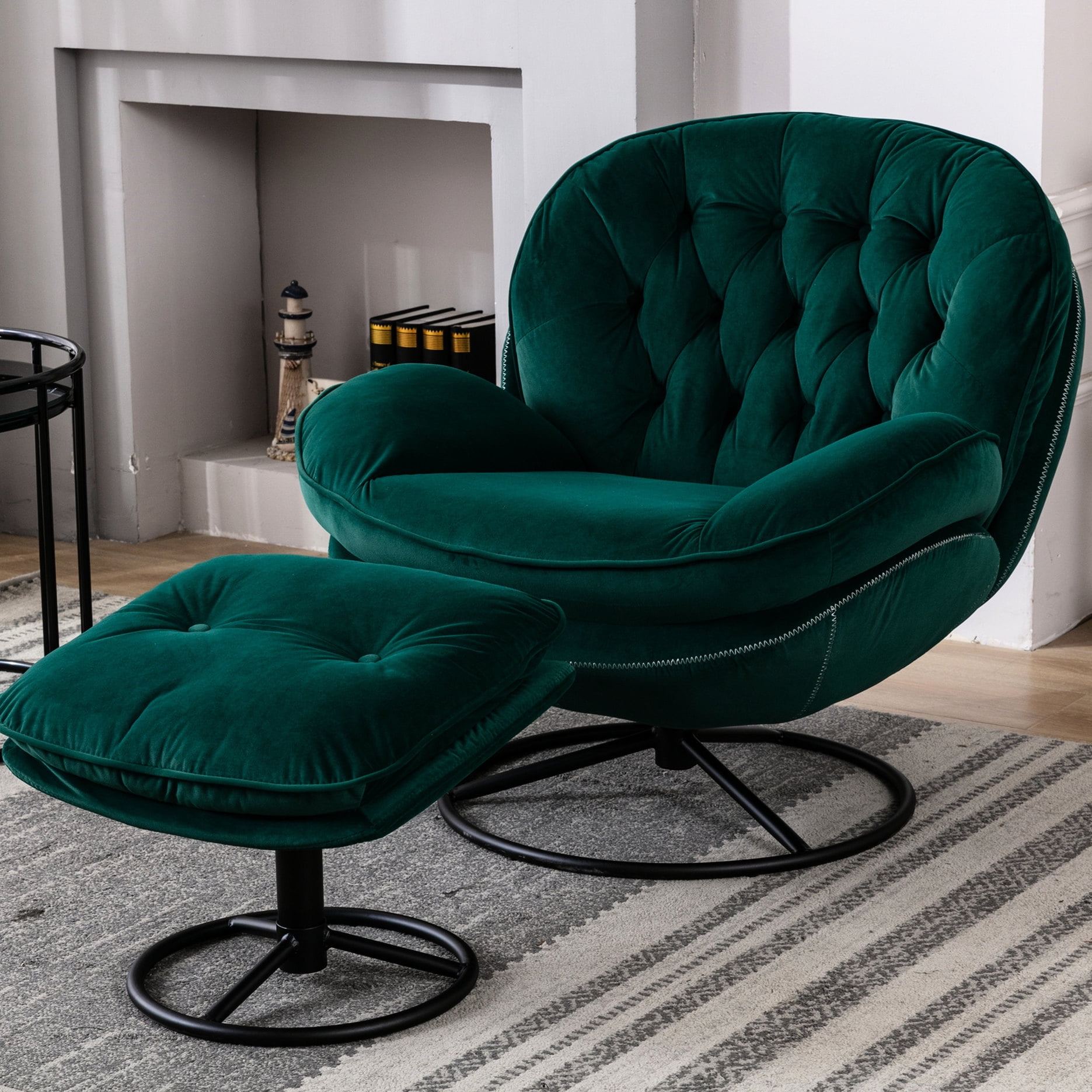 TV Chair with Ottoman | Relax in Your Living Space | Soft Velvet Fabric ...