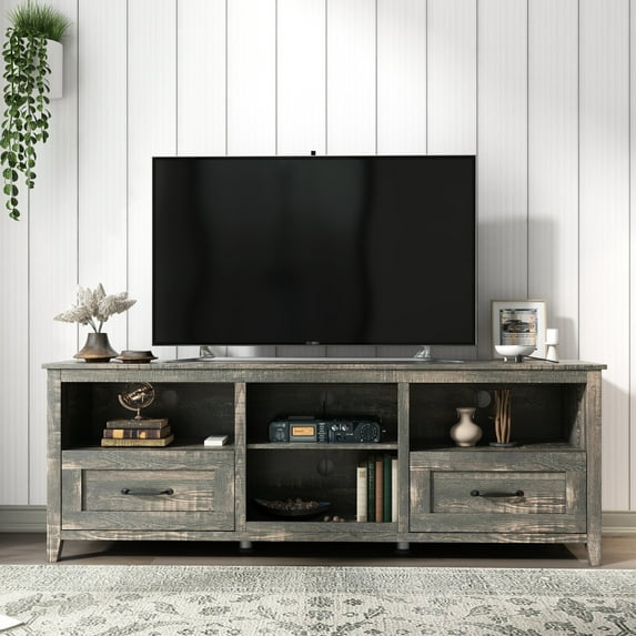TV Console / 70 - inch Length, 2 Drawers for Clutter Control, High ...