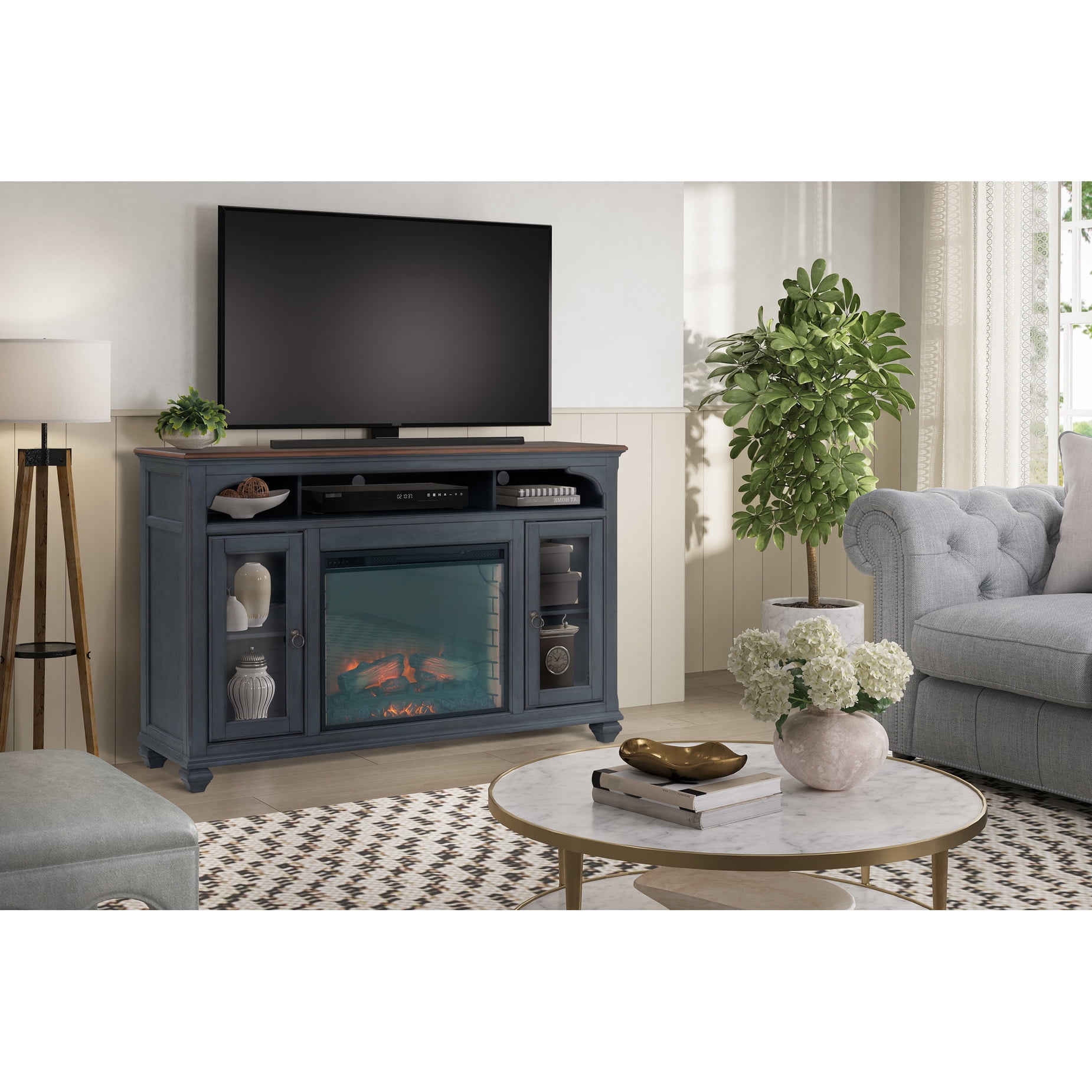 TV Console with Fireplace Insert | Up to 80 - inch TVs, Automatic ...