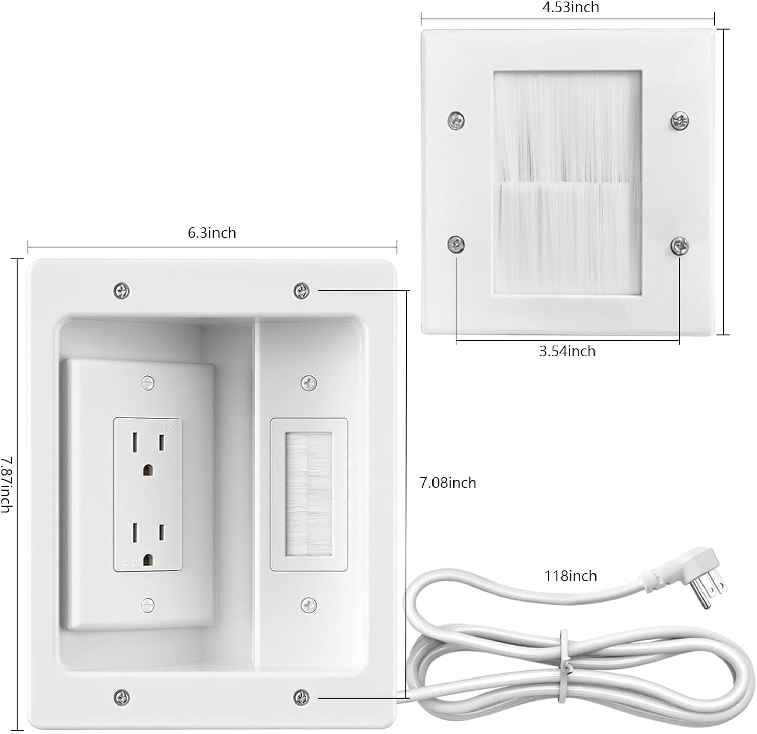 TV Cord Hider for Wall Mounted TV – Dual Outlet in-Wall Cable ...