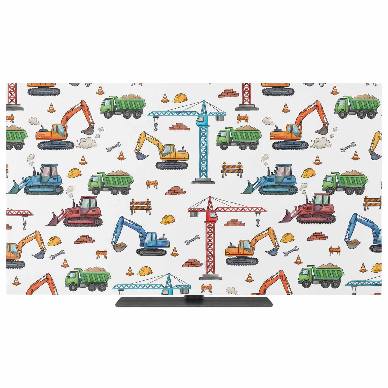 TV Cover Indoor, Cartoon Construction Vehicle Stretch TV Dust Cover ...