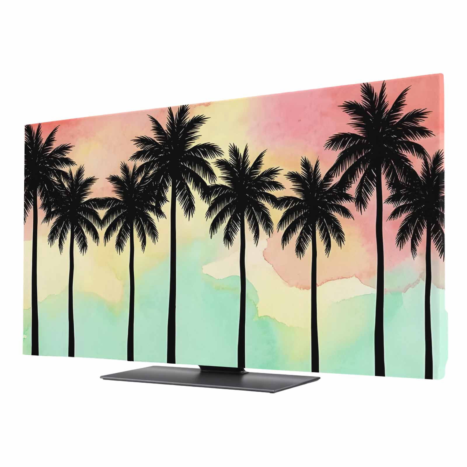 TV Cover Indoor, Tropical Palm Tree Stretch TV Dust Cover Television ...