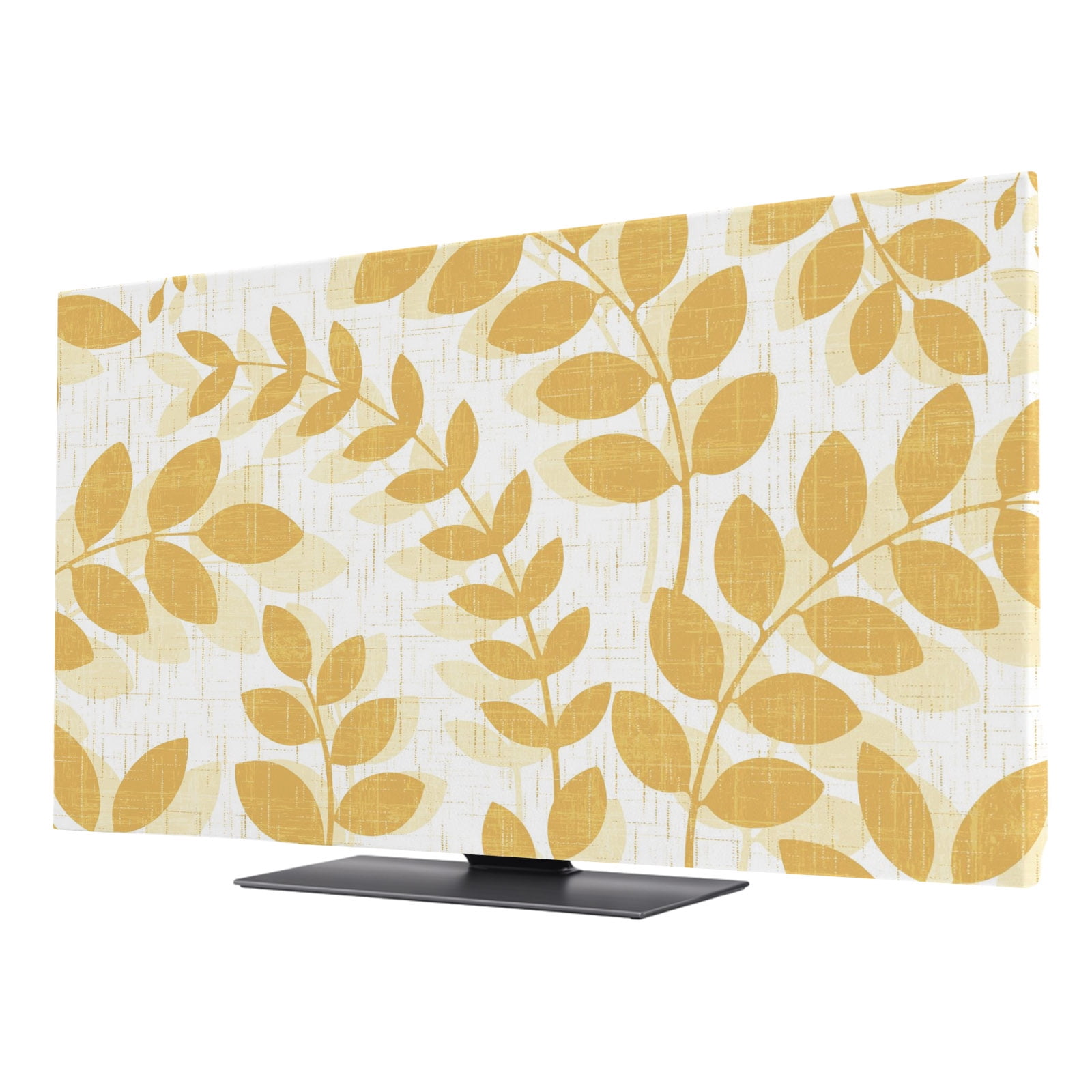 TV Cover Indoor, Turmeric Yellow Leaves Stretch TV Dust Cover ...
