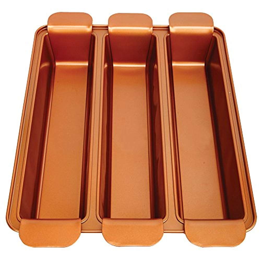 TV Direct Copper Loaf Pan Set 3-Cavity Non-stick Ceramic Bread & Loaf ...
