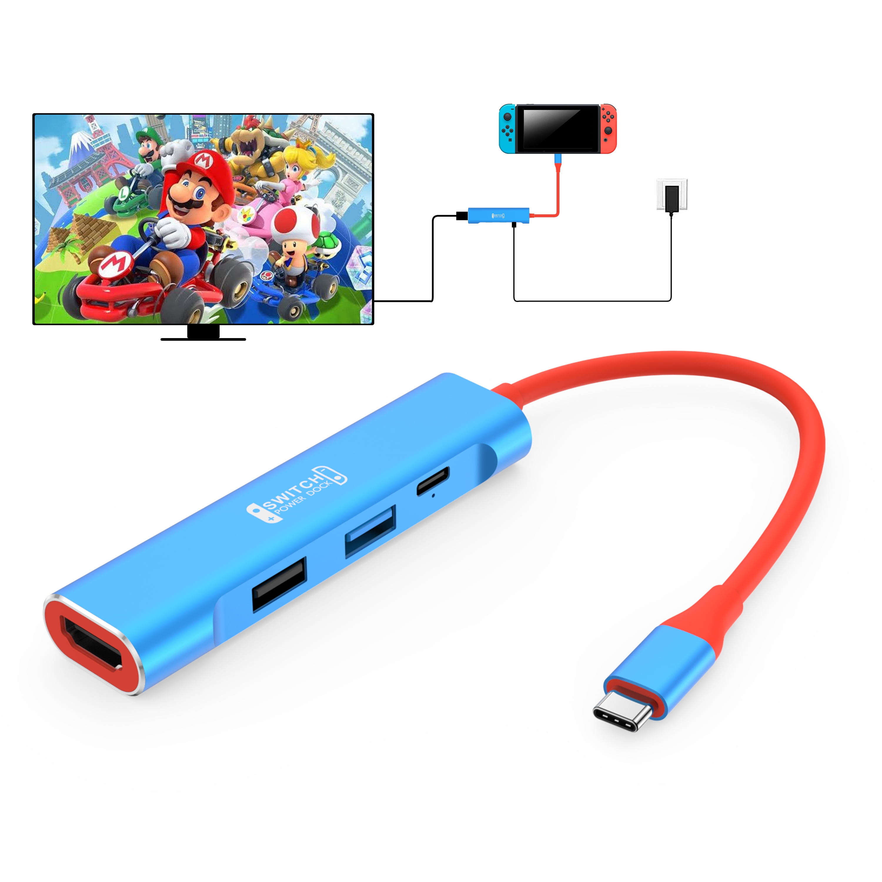TV Docking Station for Nintendo Switch/Switch OLED, Portable Switch TV ...