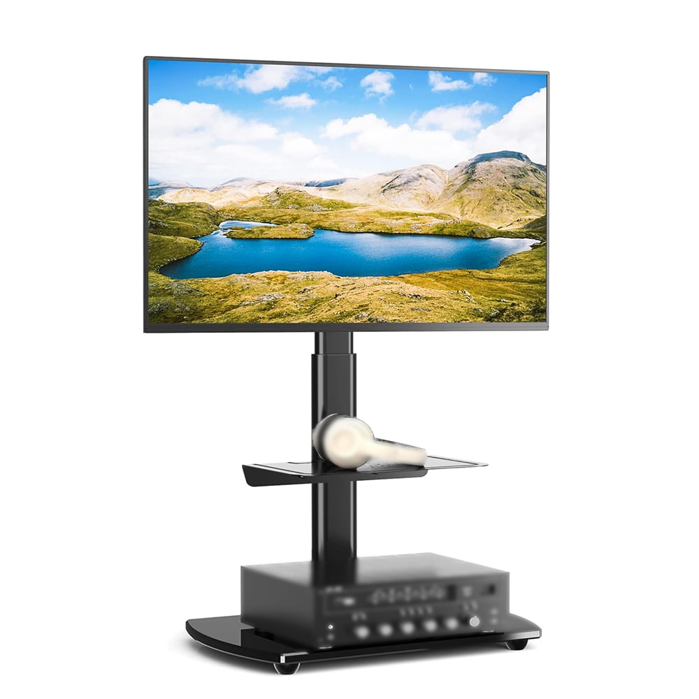 TV Floor Stand with Shelves, Skinny TV Floor Stand with Swivel Mount ...
