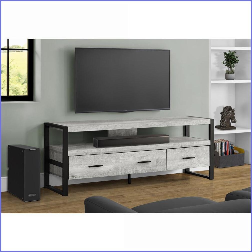TV Furniture | 60 Inch Industrial Media Console | Grey Laminate, Black ...
