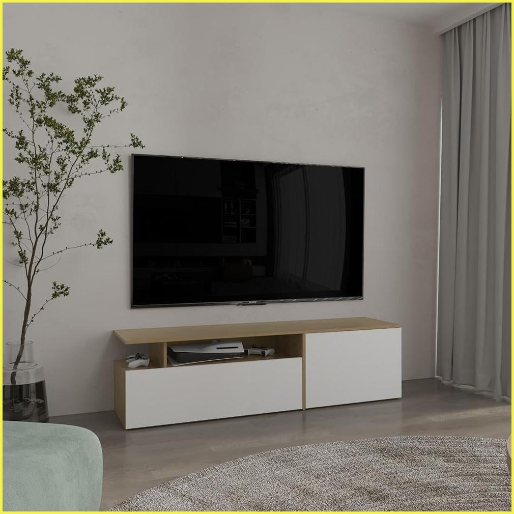TV Furniture 63” Wide Floating Entertainment Center with 2 Cabinets, 6 ...