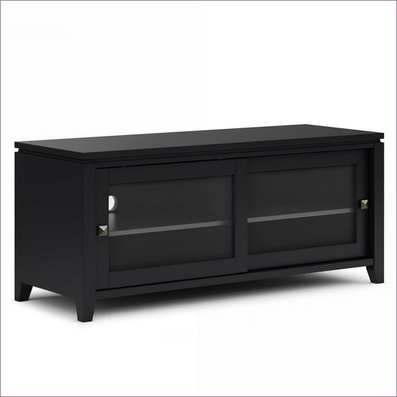 TV Furniture Contemporary Solid Wood Media Stand | Fits 55” TVs | Black ...