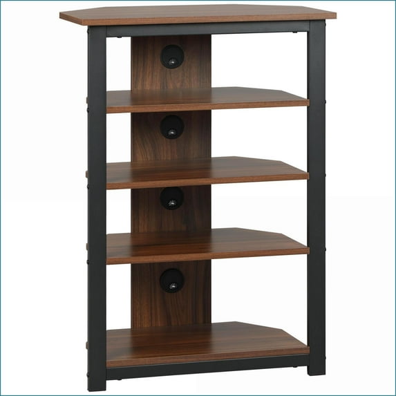 TV Furniture, Corner Media Stand with 4-Tier Storage, Steel & Particle ...