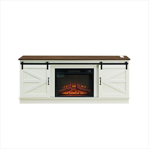 TV Furniture | Farmhouse 23-Inch Fireplace TV Stand with Sliding Barn ...