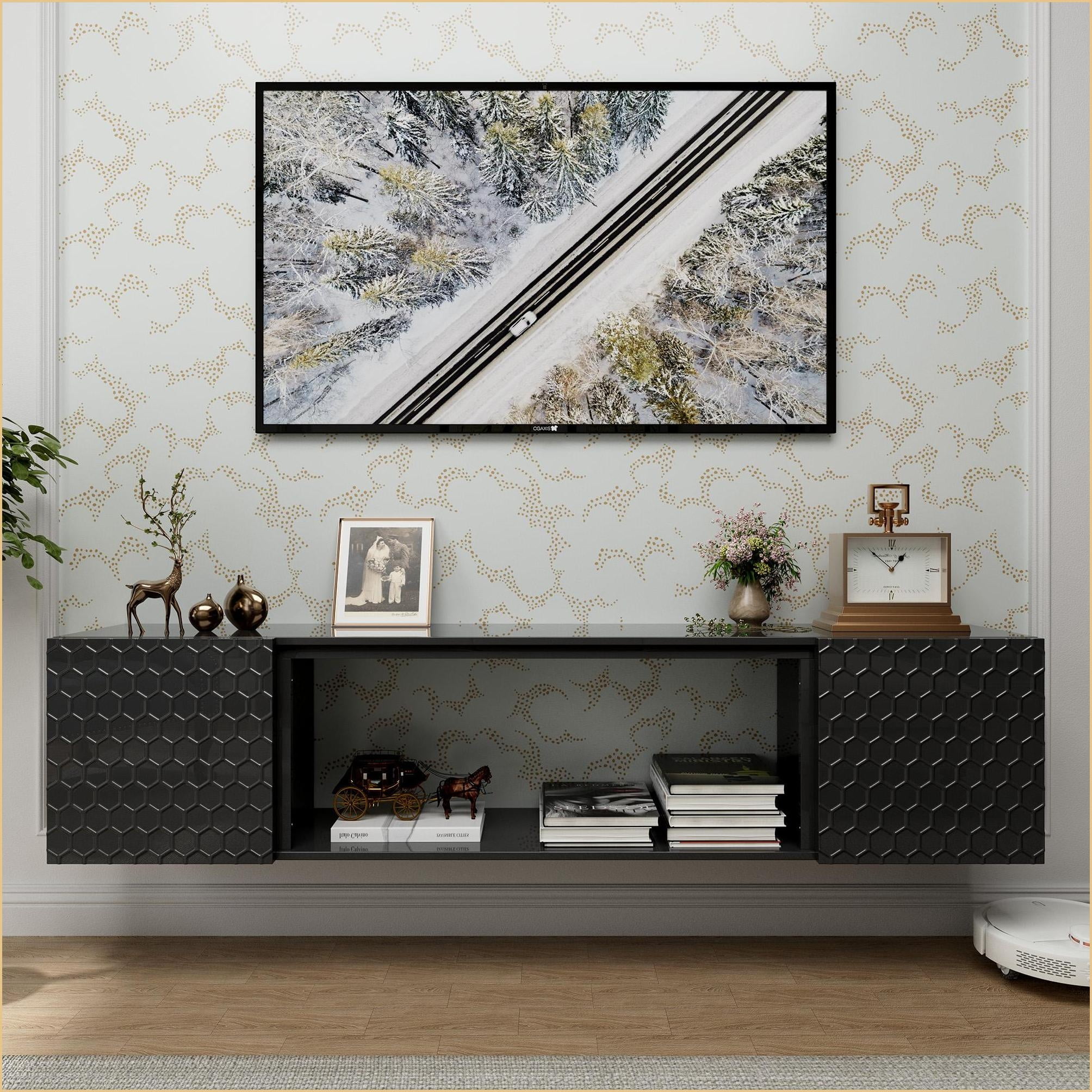 TV Furniture Floating Wall Mount Stand for 80 Inch TVs - Contemporary ...