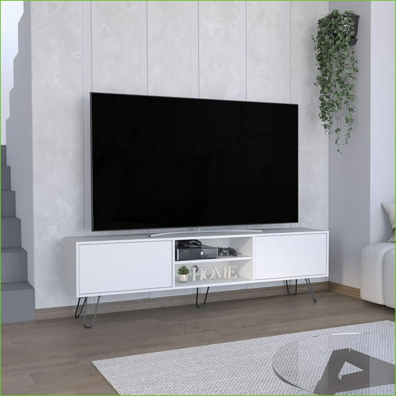TV Furniture Modern Hairpin Stand with Storage & Cable Management, Fits ...