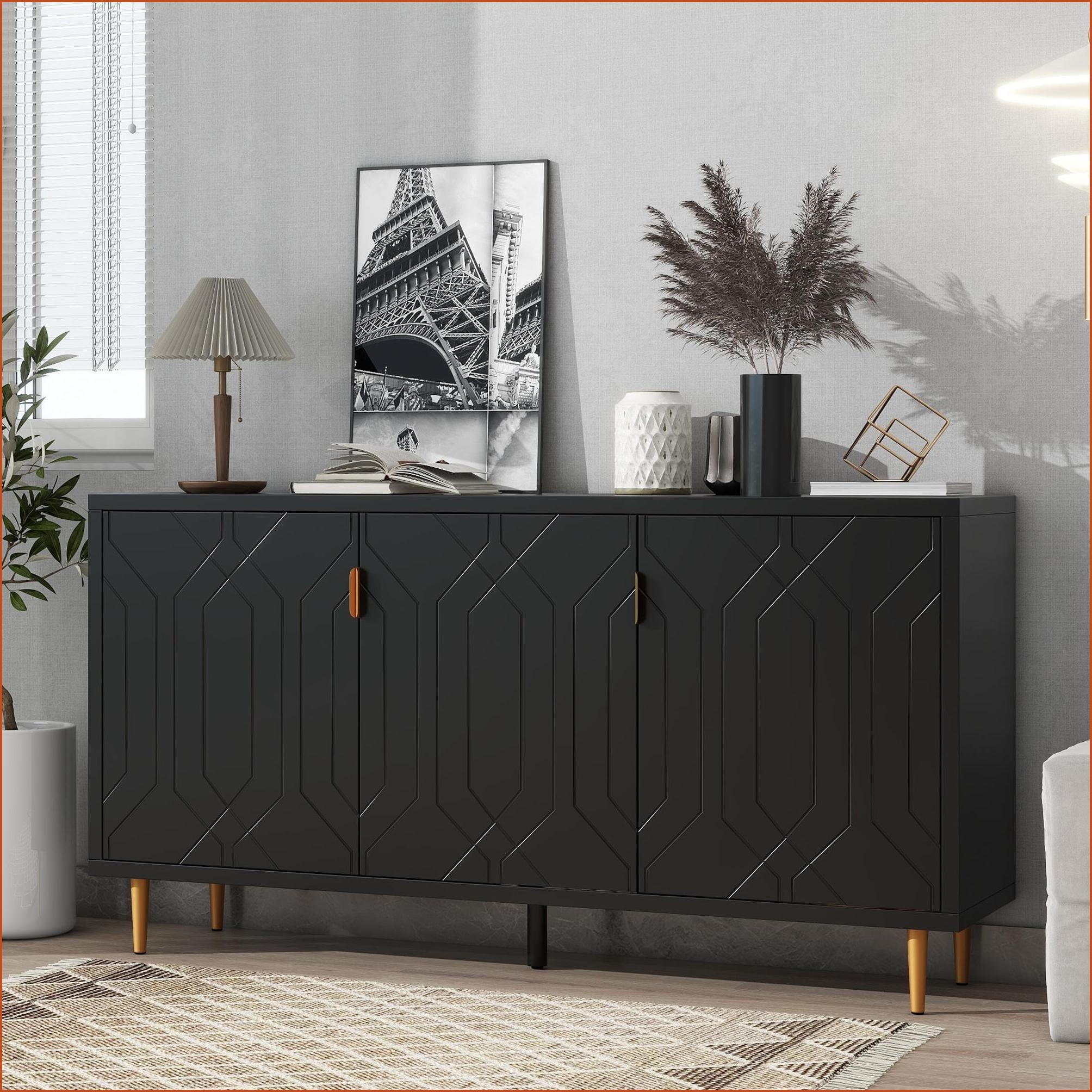 TV Furniture Modern Minimalist TV Stand with 3 Doors & Adjustable ...