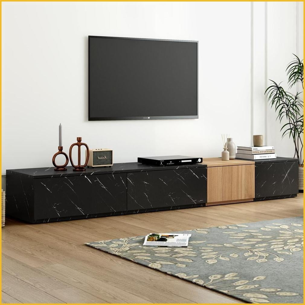 TV Furniture | Modern Modular TV Stand with 4 Drawers, Faux Marble ...