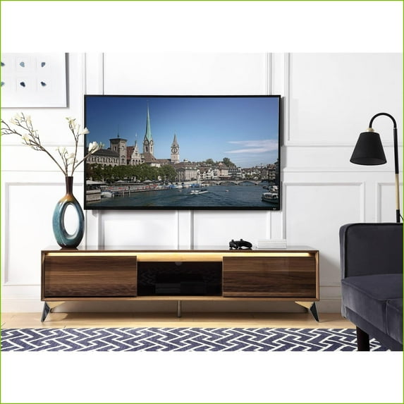 TV Furniture Modern Walnut & Chrome TV Stand with LED Touch Light, Fits ...
