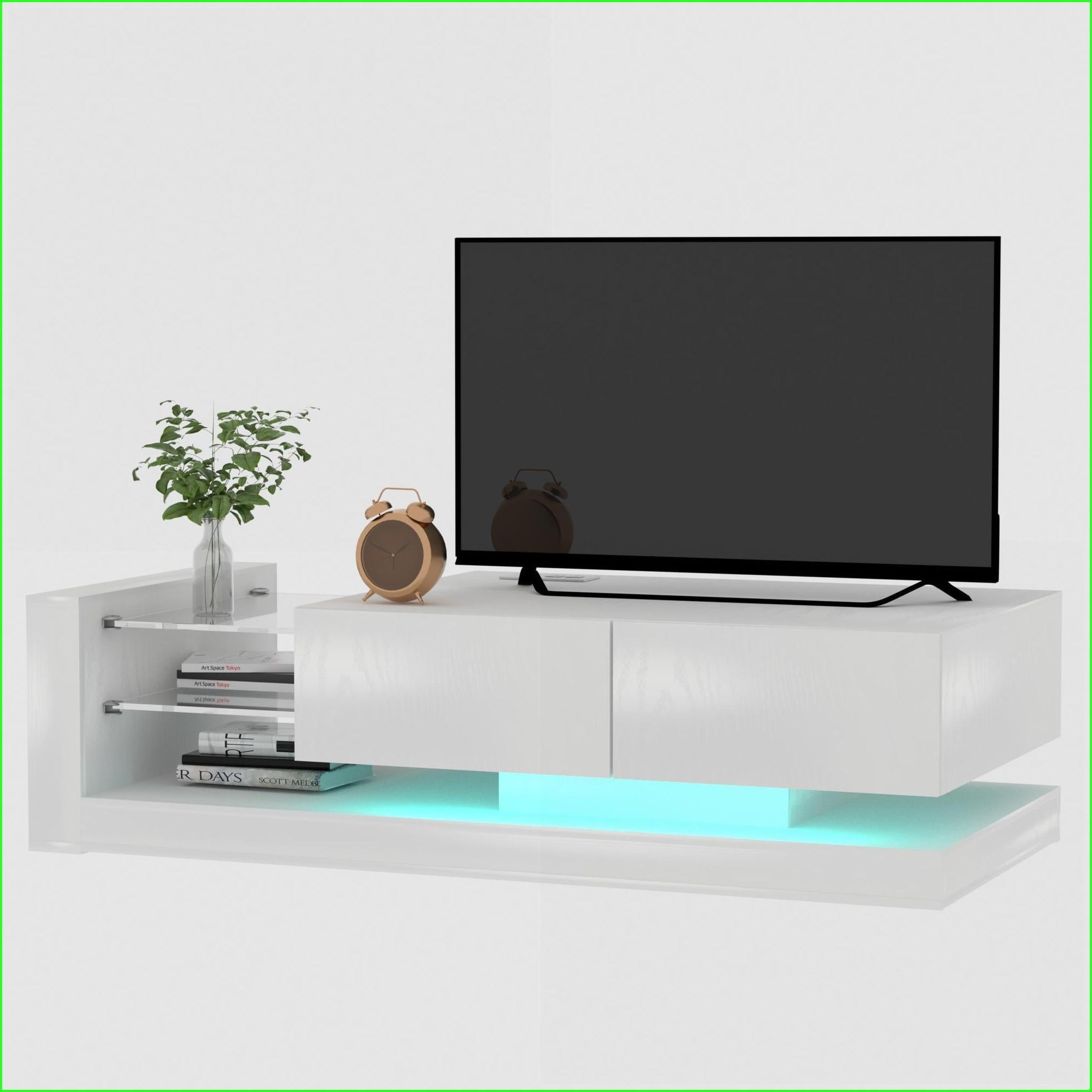 TV Furniture: Modern White Entertainment Center with RGB LED Lights ...
