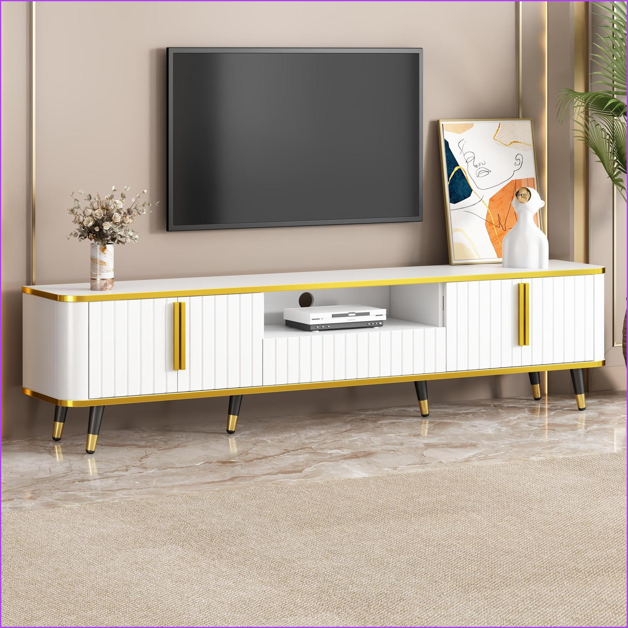 TV Furniture, Modern White Entertainment Center with Storage for 85 ...