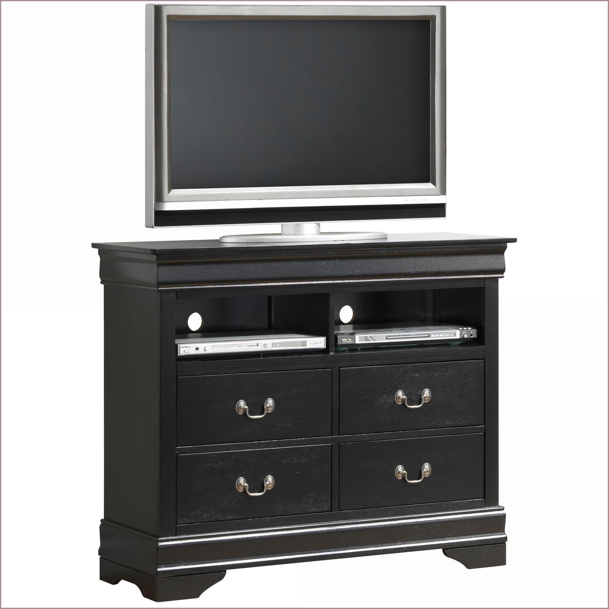 TV Furniture Traditional Black Media Chest - Fully Assembled, Ample ...