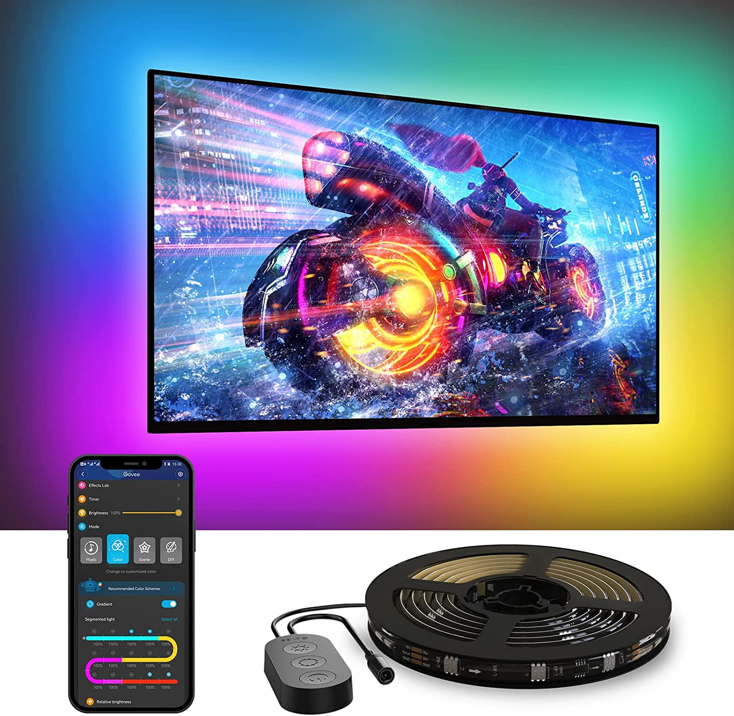 TV LED Backlight, RGBIC Smart LED Strip Lights for 55-65 Inch TVs ...