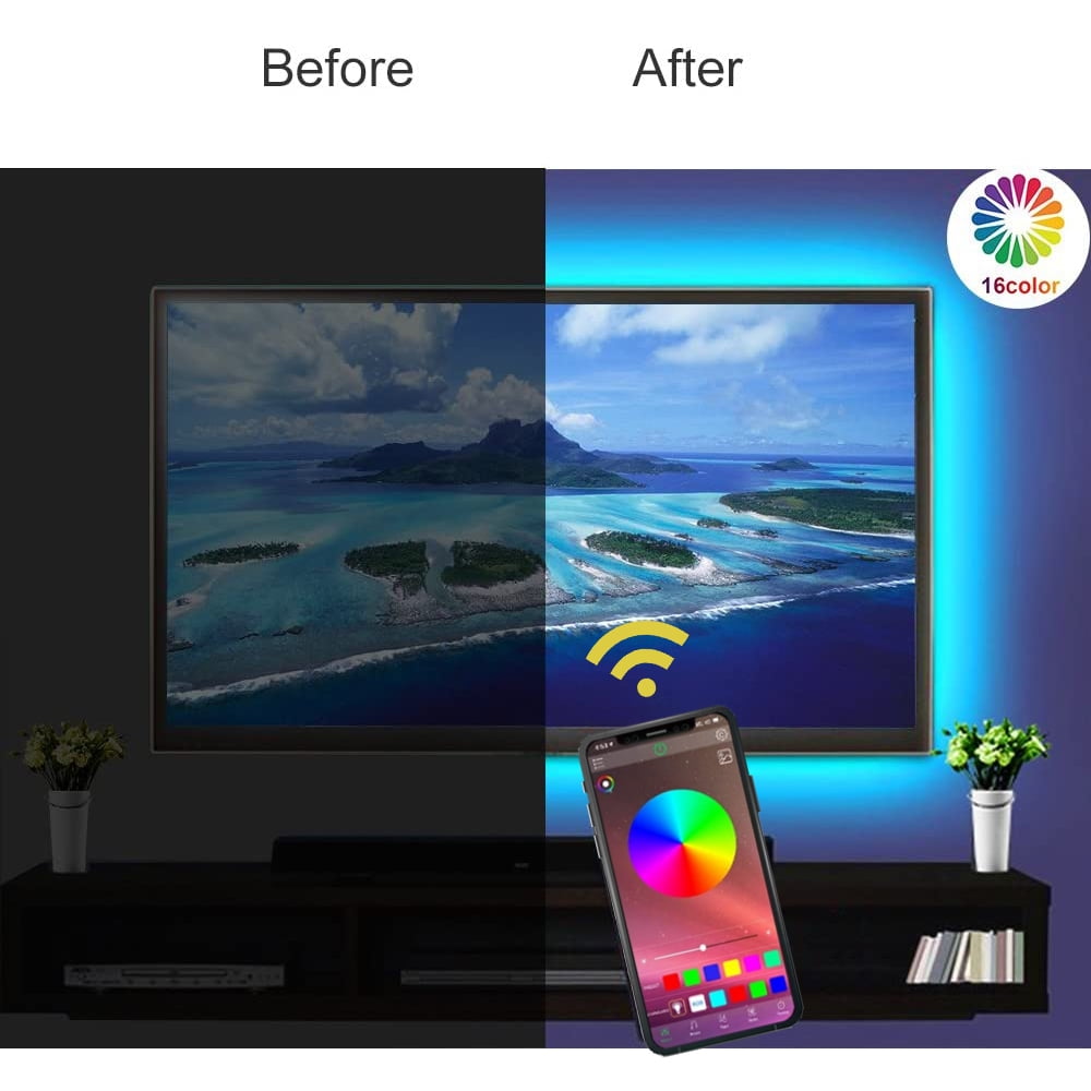 TV LED Backlight Strip, Megulla 3.3ft/1m USB Powered Bluetooth ...