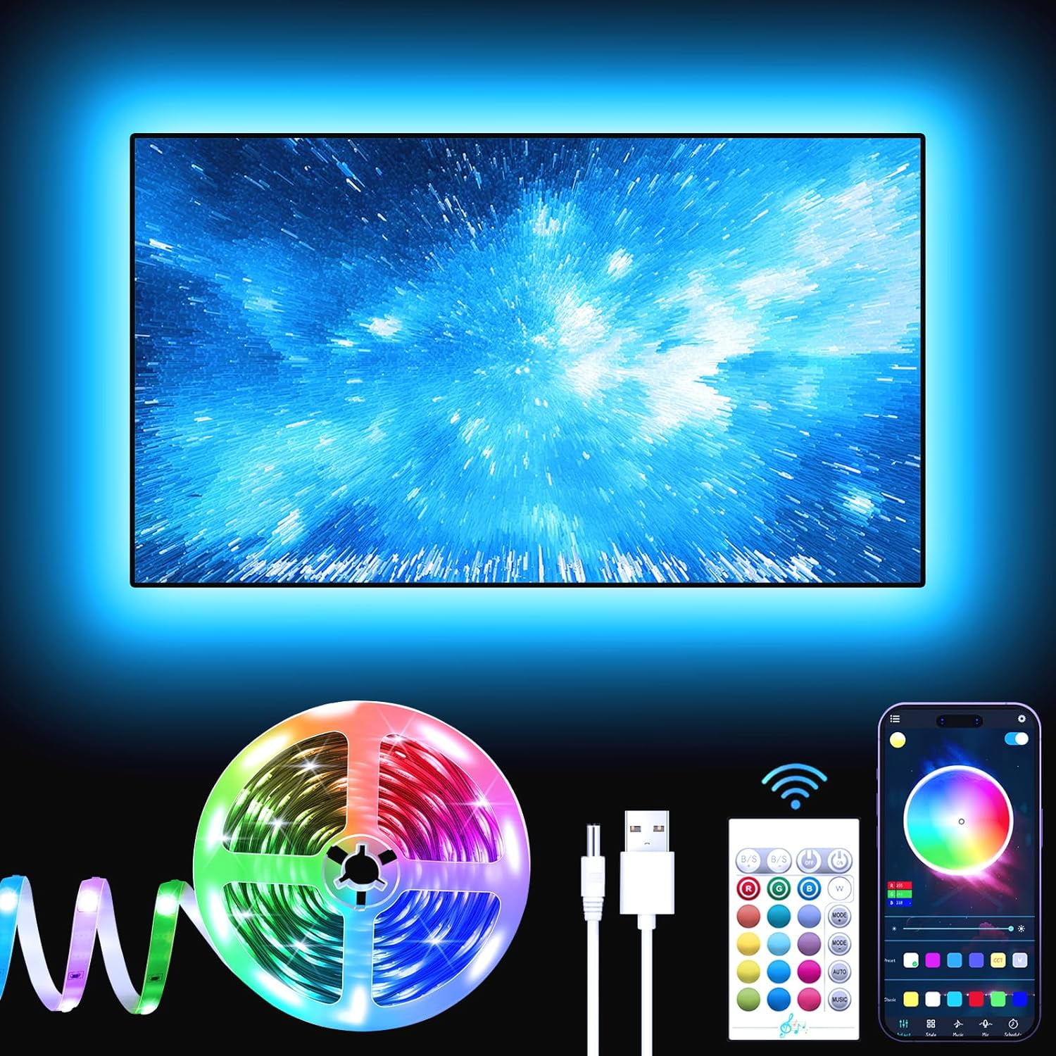 TV Light Strip, Music Sync LED TV Backlight, LED TV Light with ...