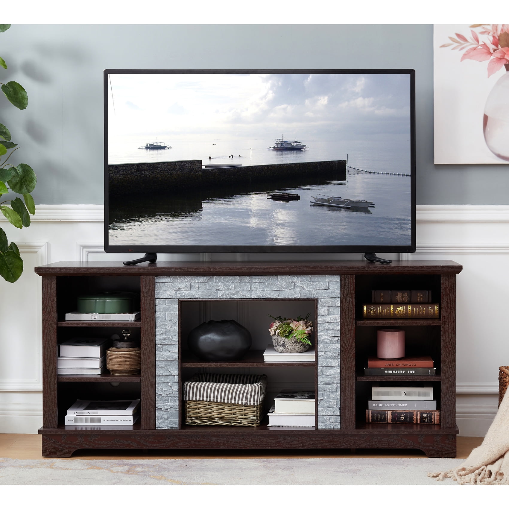 TV Media Stand | Fits Up to 65" TVs, Ample Storage for Entertainment ...