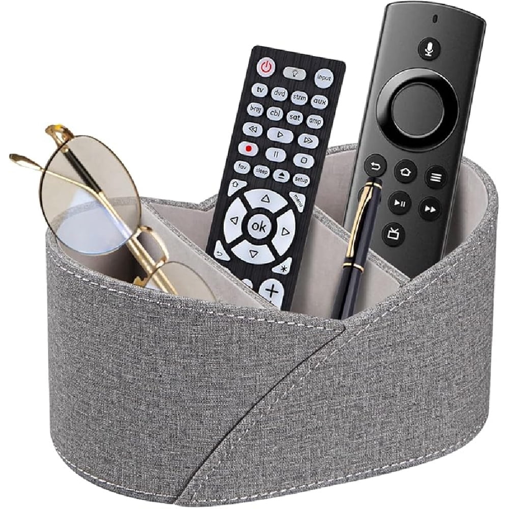 TV Remote Control Holder, 3 Compartments PU Leather Remotes Caddy for ...
