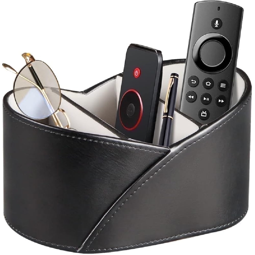 Mgkitch TV Remote Control Holder, 3 Compartments PU Leather Remotes ...