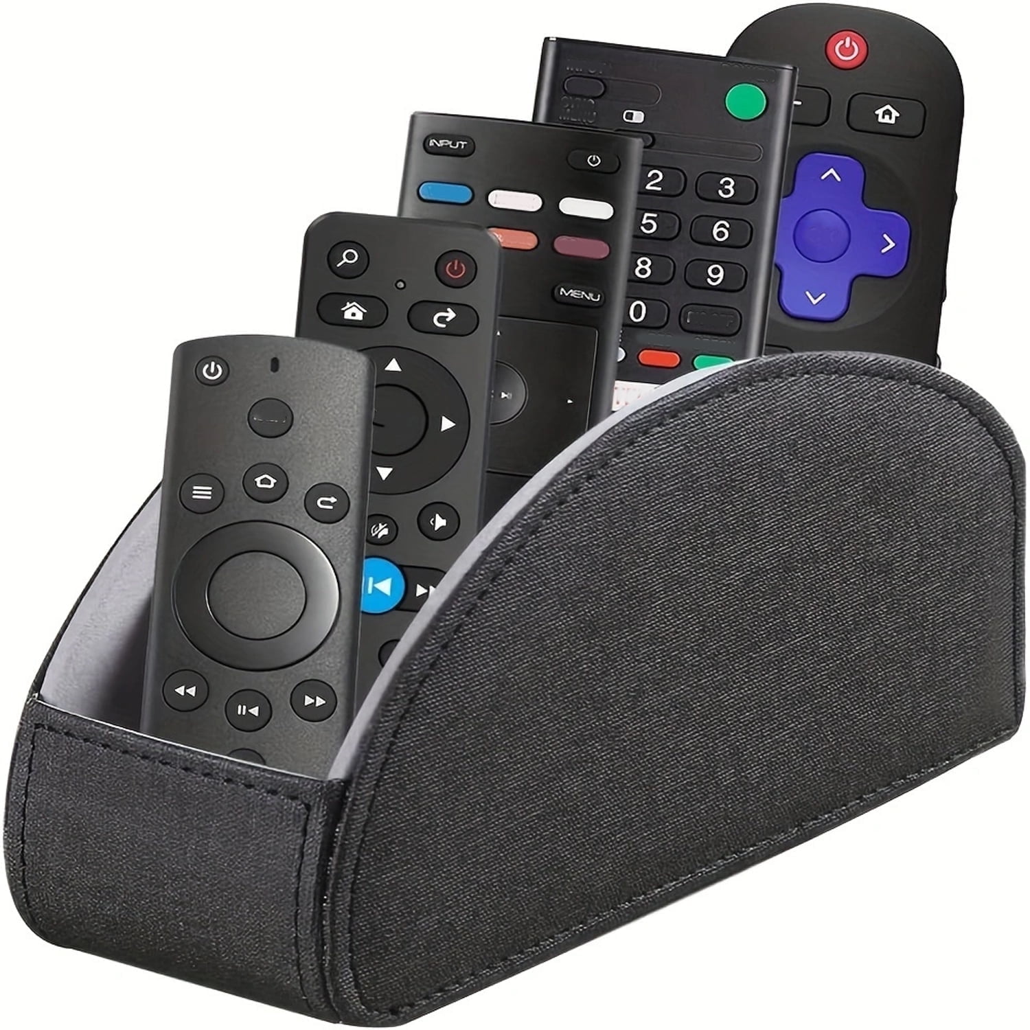 TV Remote Control Holder with 5 Compartments,Pu Leather Remote Caddy ...